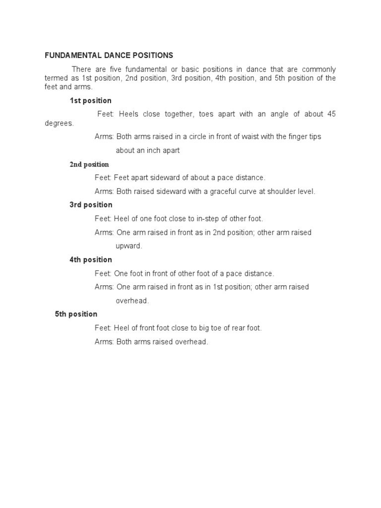Fundamental Dance Positions | PDF | Dances | Foot