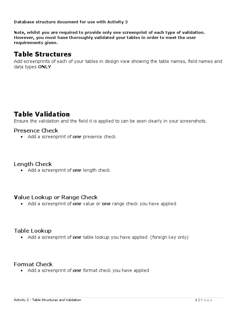 Table Structures: Presence Check | PDF
