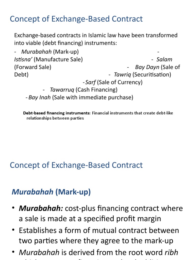 Concept of Exchange-Based Contract | PDF | Islamic Banking And Finance ...