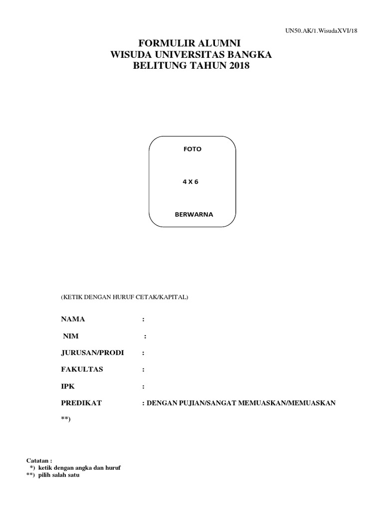 Form Wisuda XVI | PDF
