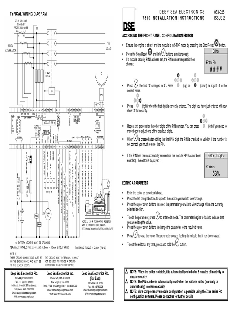 Deep Sea 7310 Wiring Instructions | PDF | Personal Identification ...