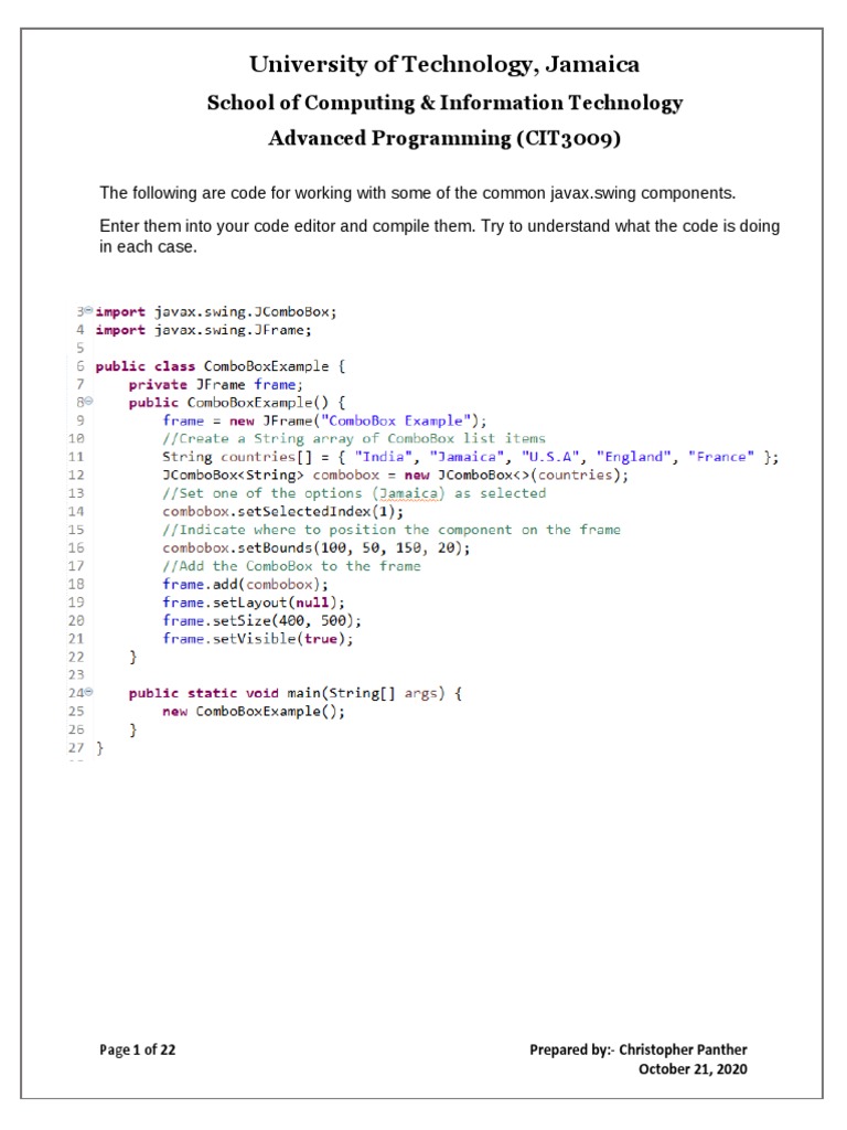 Working With Gui Components Pdf Boolean Data Type Computer File