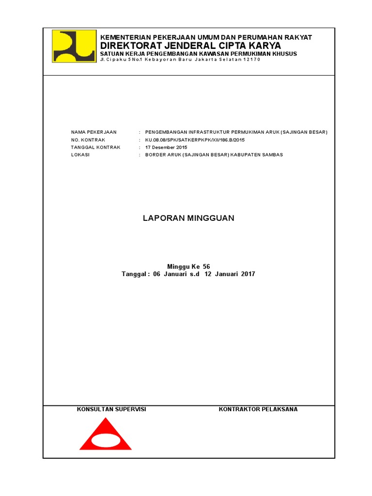 Lap Mingguan Kontraktor Minggu Ke 56 | PDF