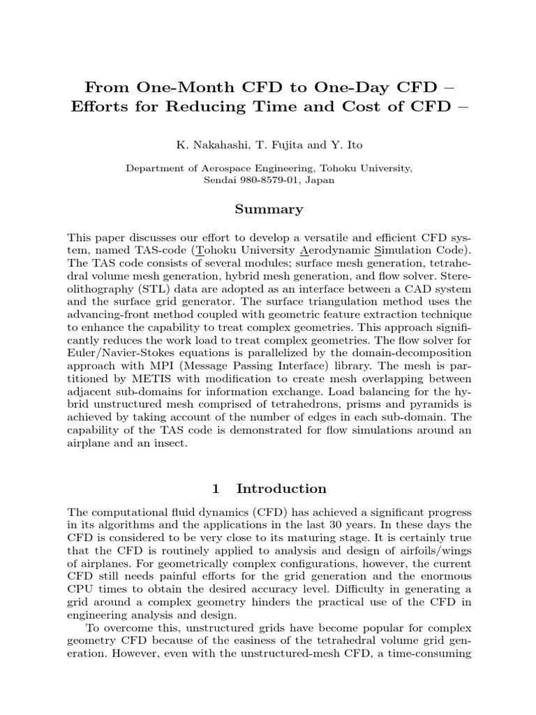 Development of an Efficient Parallelized CFD Code for Rapid Aerodynamic ...