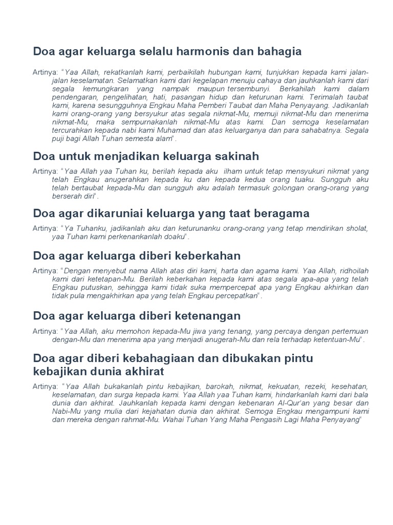 Doa Keluarga Harmonis dan Bahagia | PDF