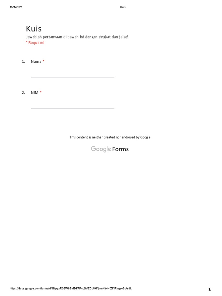 Blank Quiz - Google Form 1 | PDF