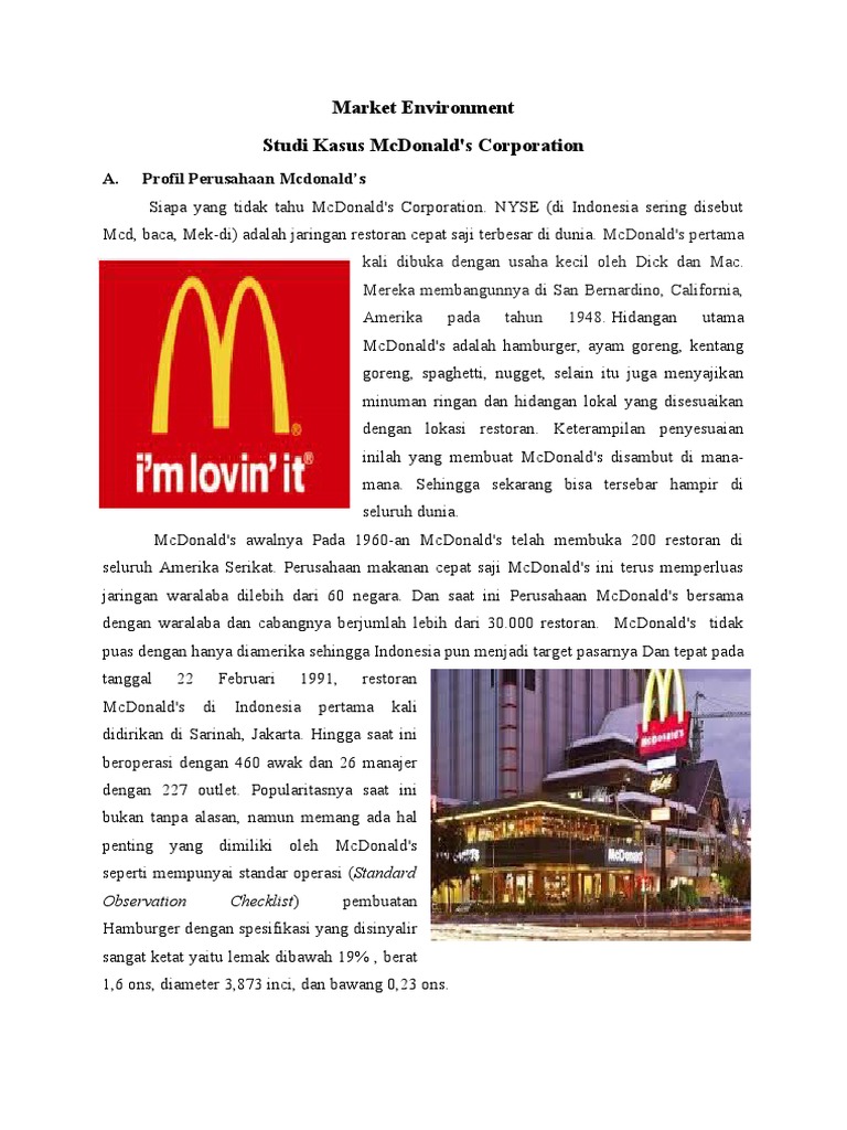 Studi Kasus Pada McDonald's | PDF