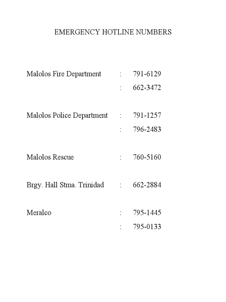 Emergency Hotline Numbers | PDF