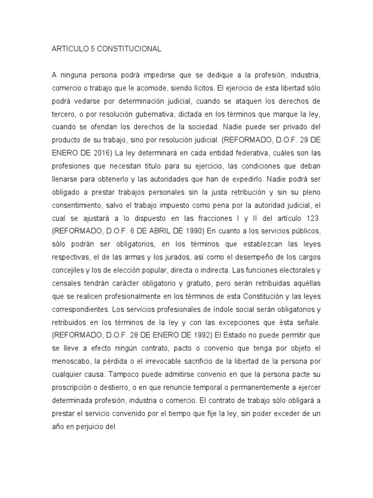 Articulo 5 Constitucional | PDF | Constitución | Justicia