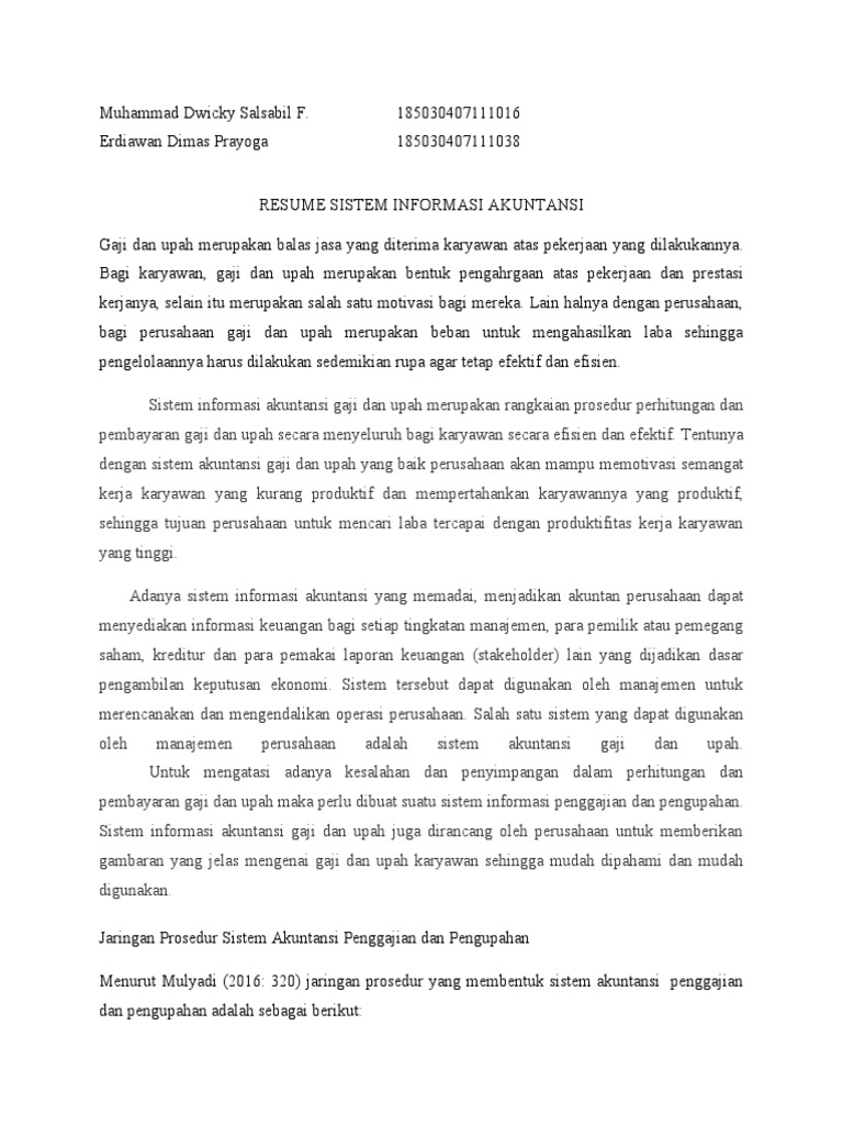 Kelompok 4 SIA Resume 21 April | PDF