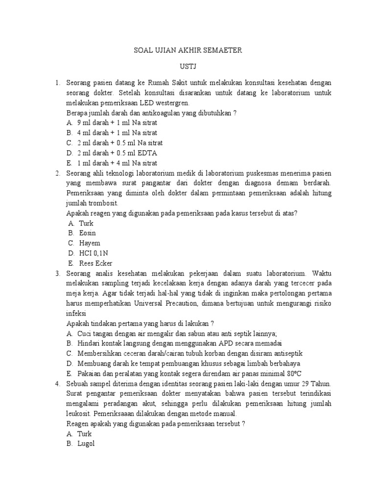 Soal 2020 Ujian Akhir Semaeter | PDF | Pengembangan Diri | Kesehatan Holistik