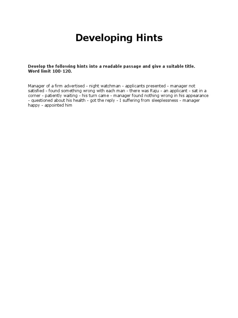 Developing Hints | PDF
