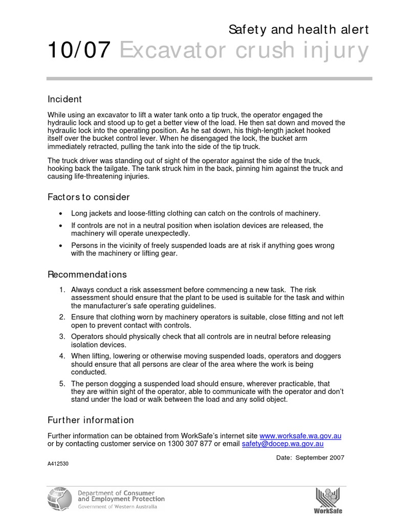 Excavator Crush Injury | PDF