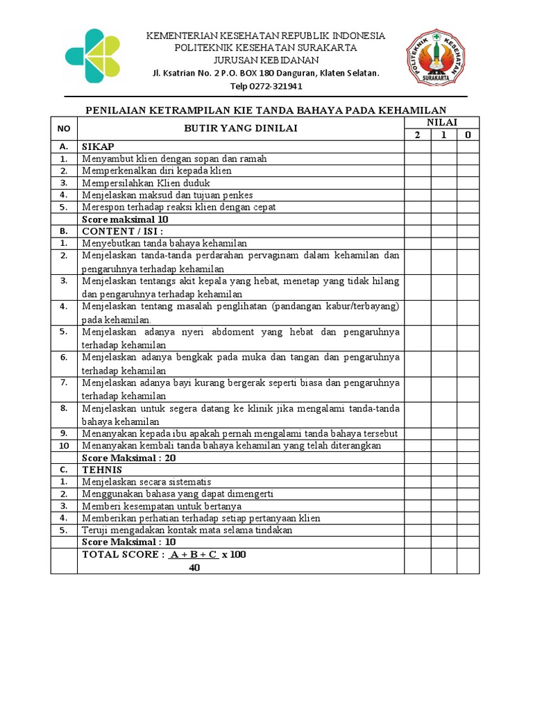 Checklist Pendidikan Kesehatan Tanda-Tanda Bahaya Kehamilan | PDF