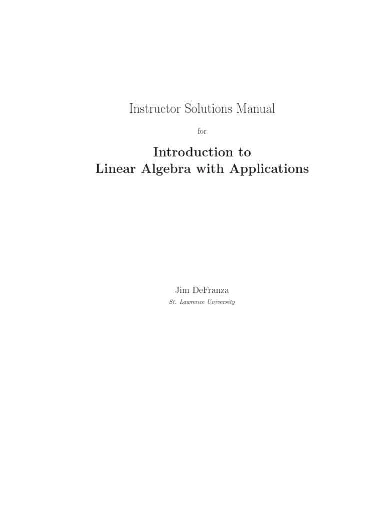 Instructor Solutions Manual: Jim Defranza | PDF | System Of Linear ...