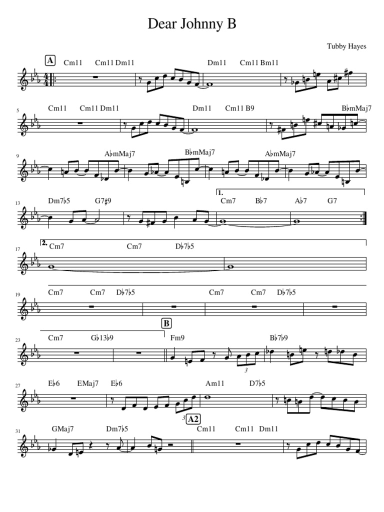 Dear Johnny B: Tubby Hayes Bm11 Cm11 Dm11 Dm11 Cm11 Cm11 | PDF