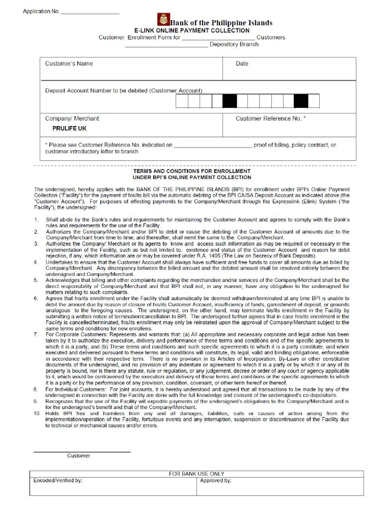 BPI ADA Enrollment Form 3 | PDF