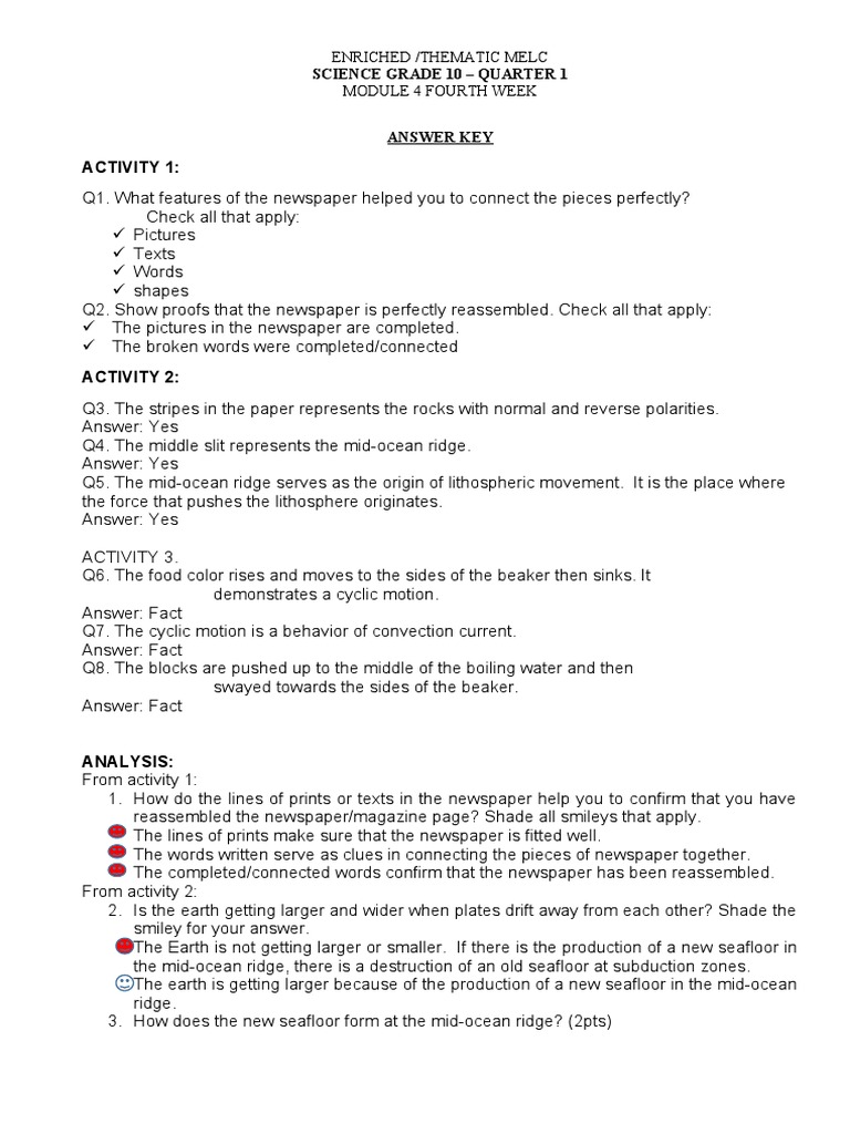 Answer Key-Module 4 | PDF | Plate Tectonics | Structure Of The Earth