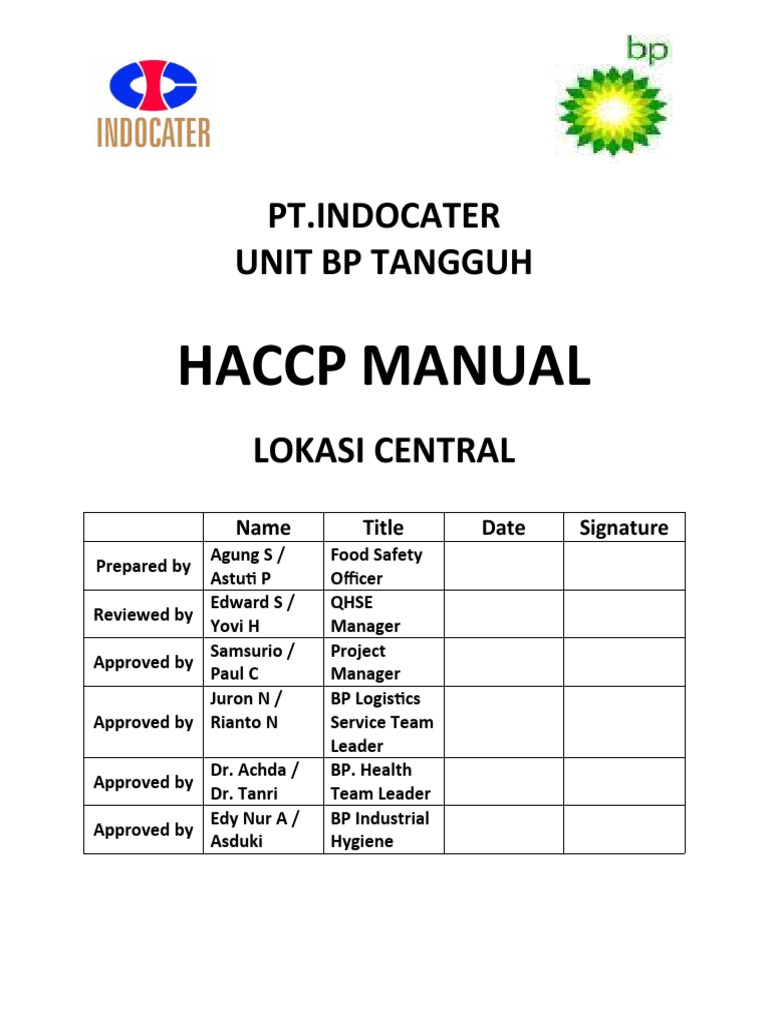Cover Haccp Manual - Central | PDF