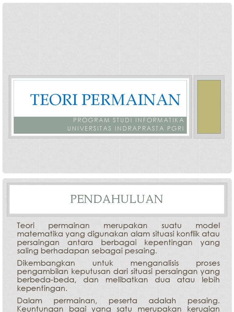 13 - Teori Permainan (Strategi Murni) | PDF