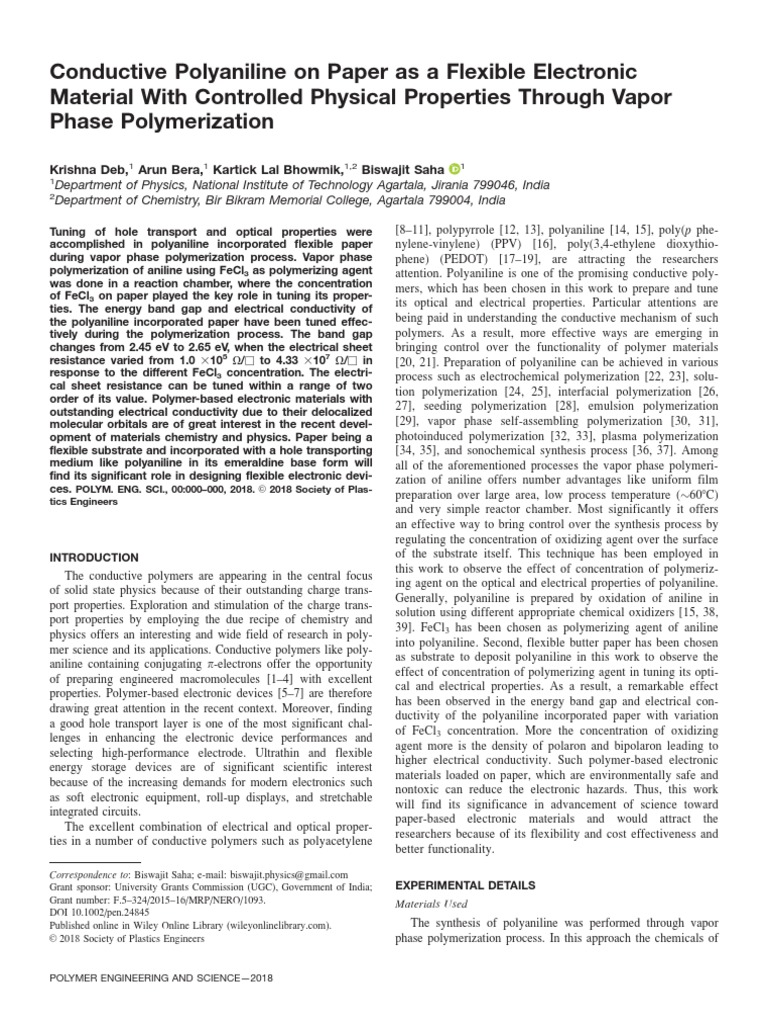 Conductive Polyaniline On Paper As A Flexible Electronic | PDF ...