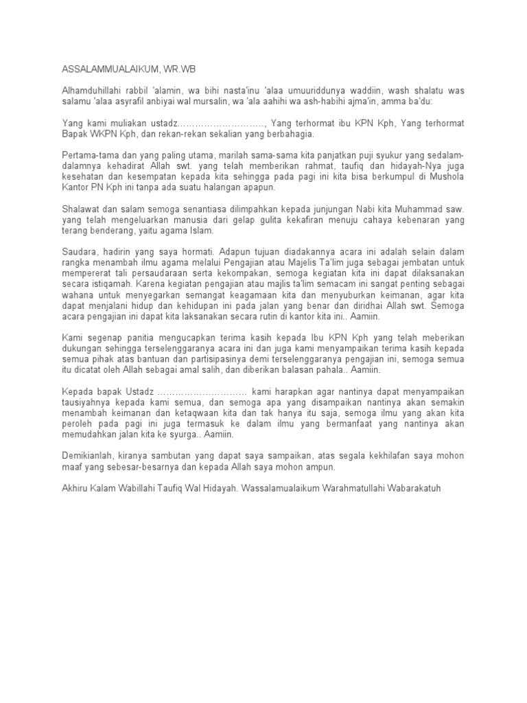 Sambutan Pembukaan Pengajian Rutin | PDF