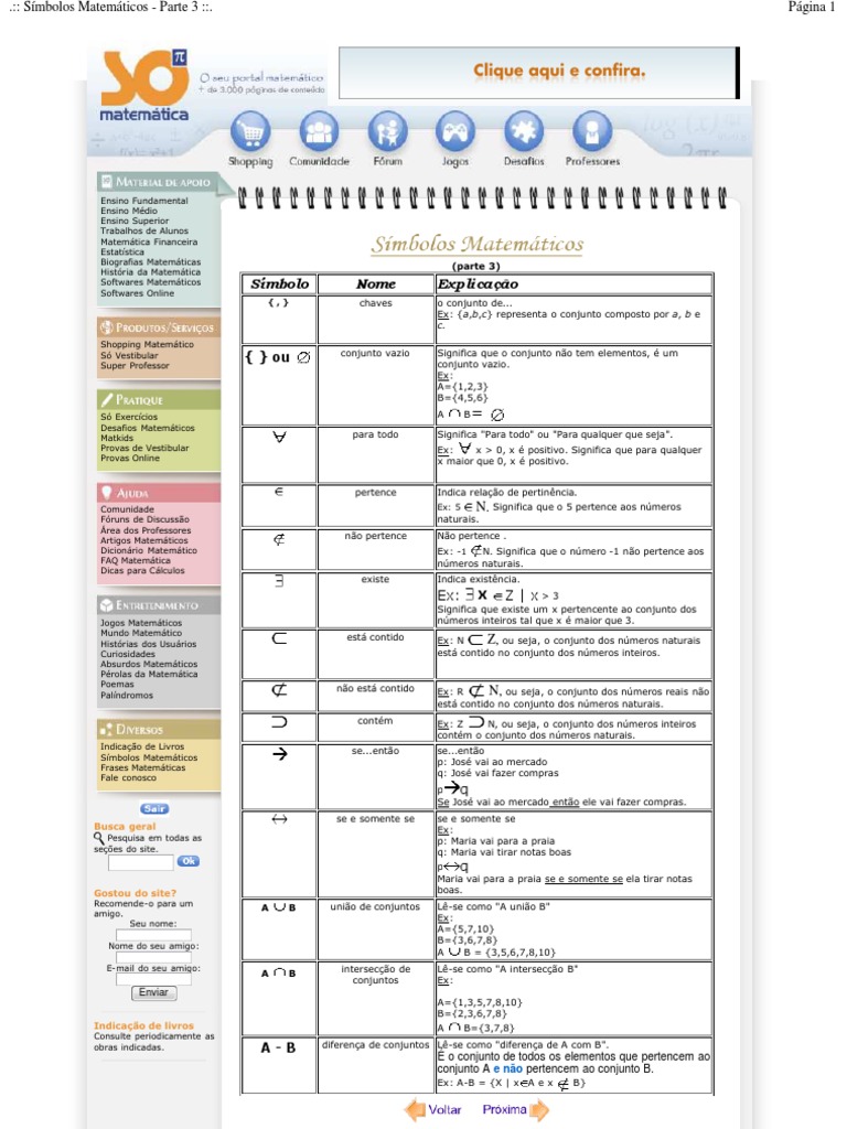 Símbolos Matemáticos - Parte 3 - . | PDF | Conjunto (Matemática) | Lógica
