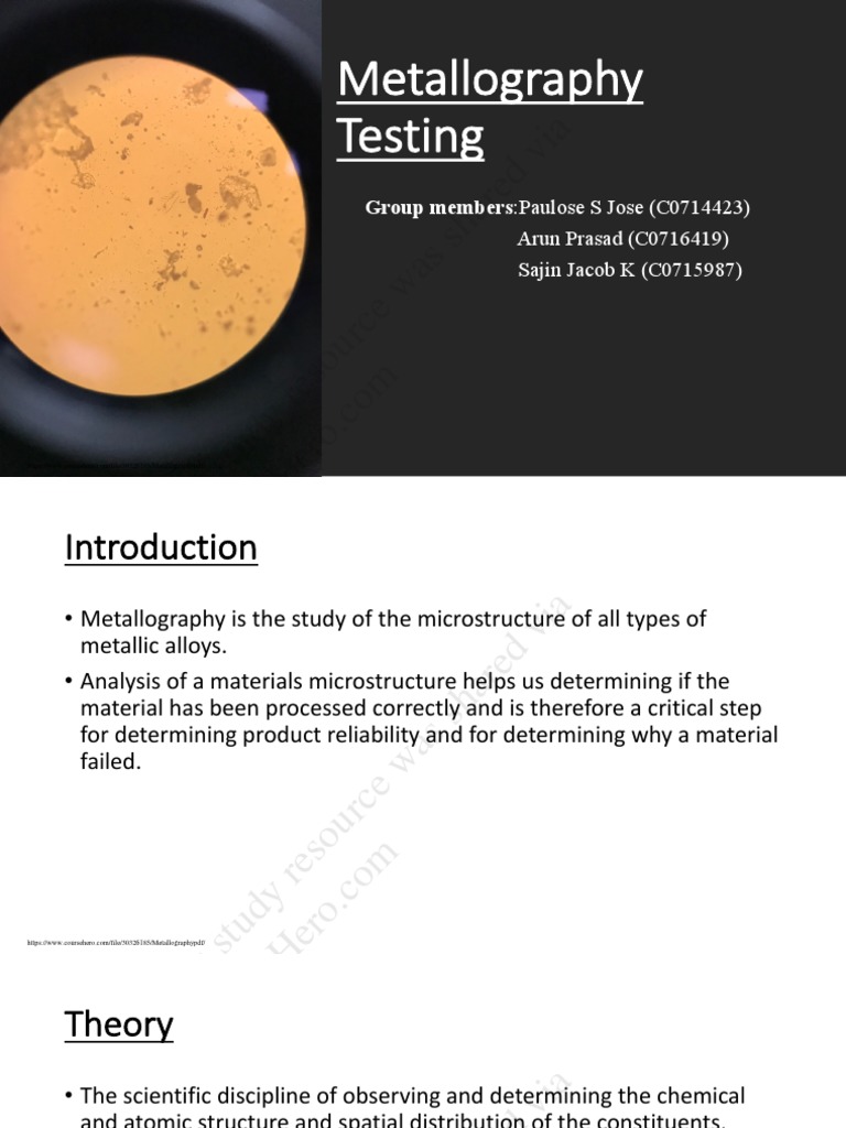 Metallography PDF | PDF | Industrial Processes | Chemistry