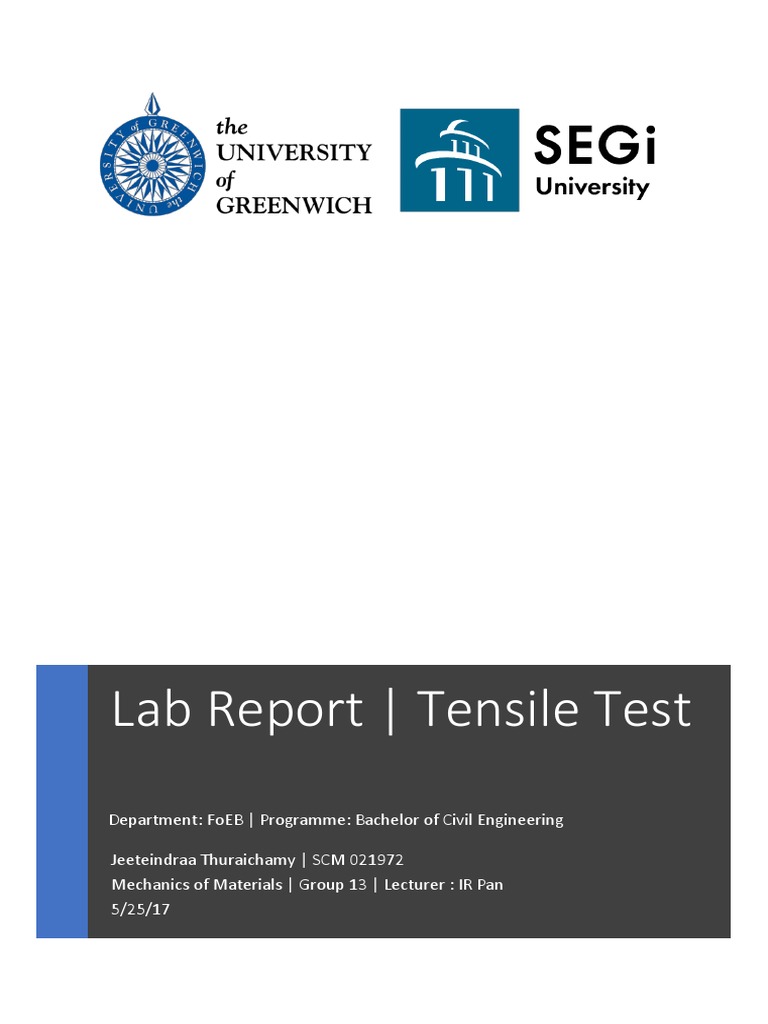 Lab Report - Tensile Test | PDF | Strength Of Materials | Deformation ...