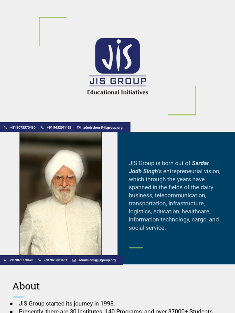 JIS Group - The Largest Education Initiative in Eastern India | PDF