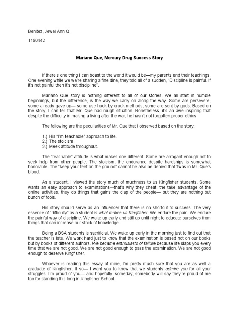 Mariano Que, Mercury Drug Success Story | PDF
