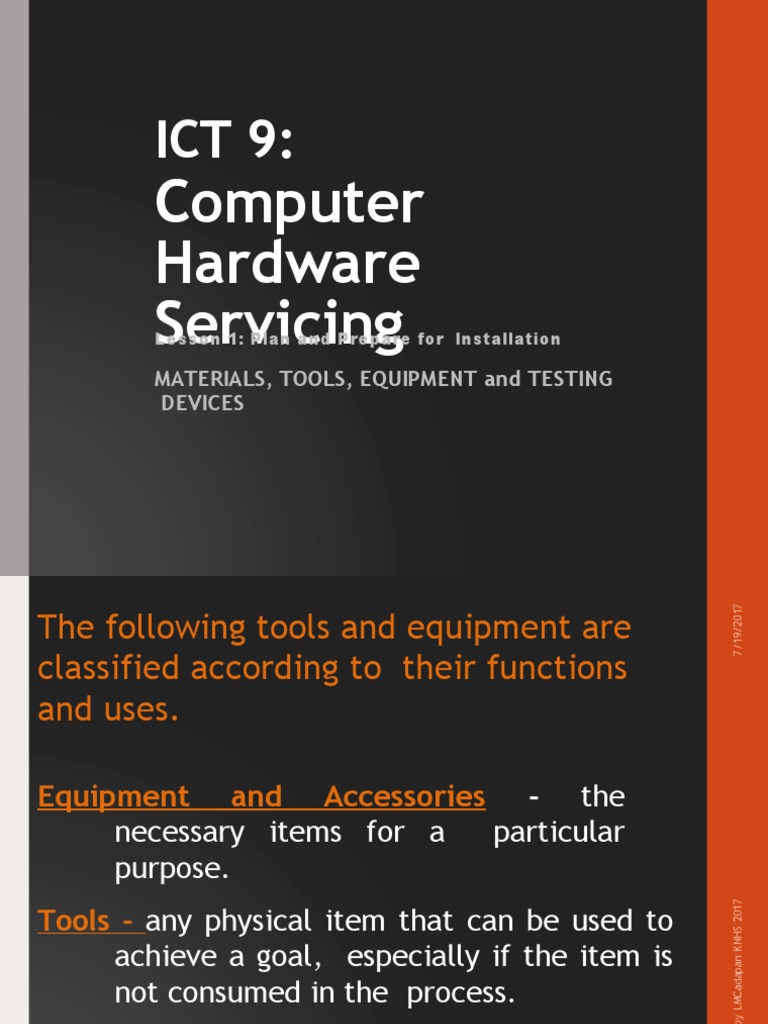 ICT Hardware Tools and Equipment Guide | PDF | Usb | Computer Network