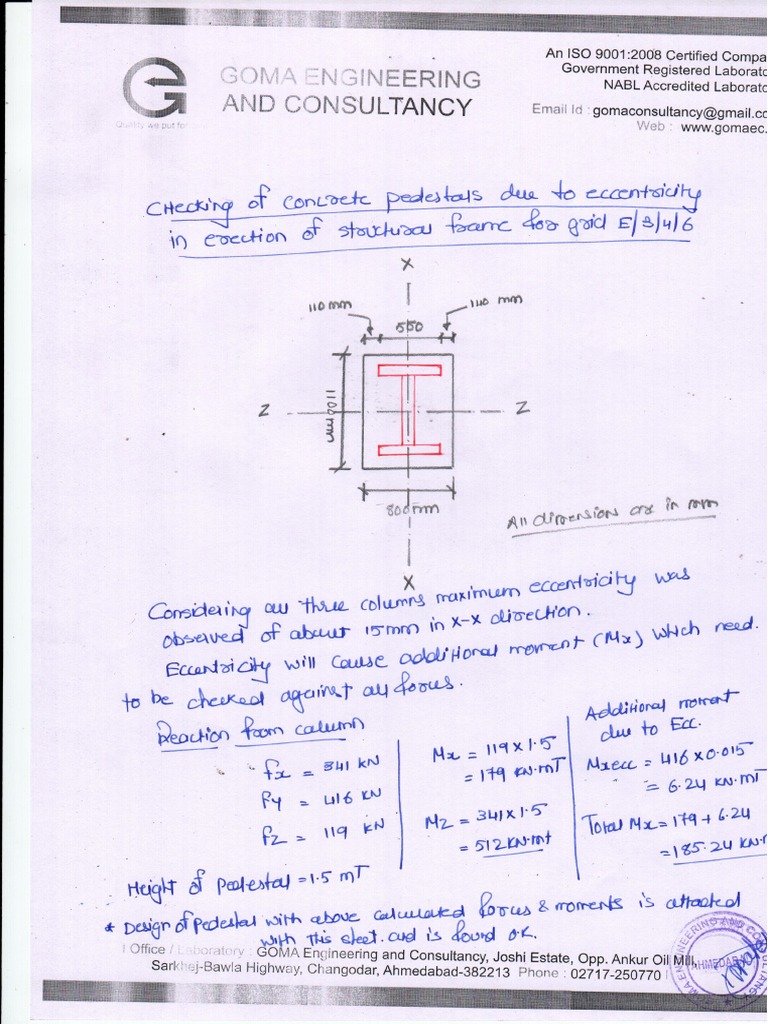 Pedestal Check For Eccentricity | PDF | Structural Engineering | Civil ...