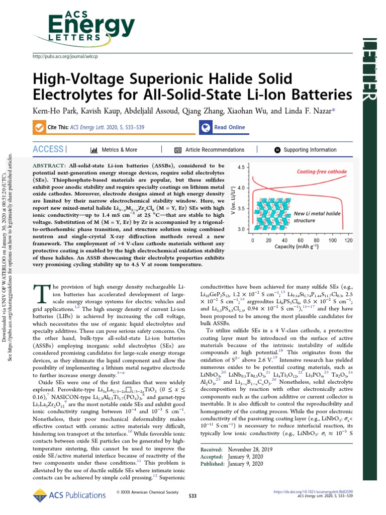 High-Voltage Superionic Halide Solid Electrolytes For ASSBs | PDF ...