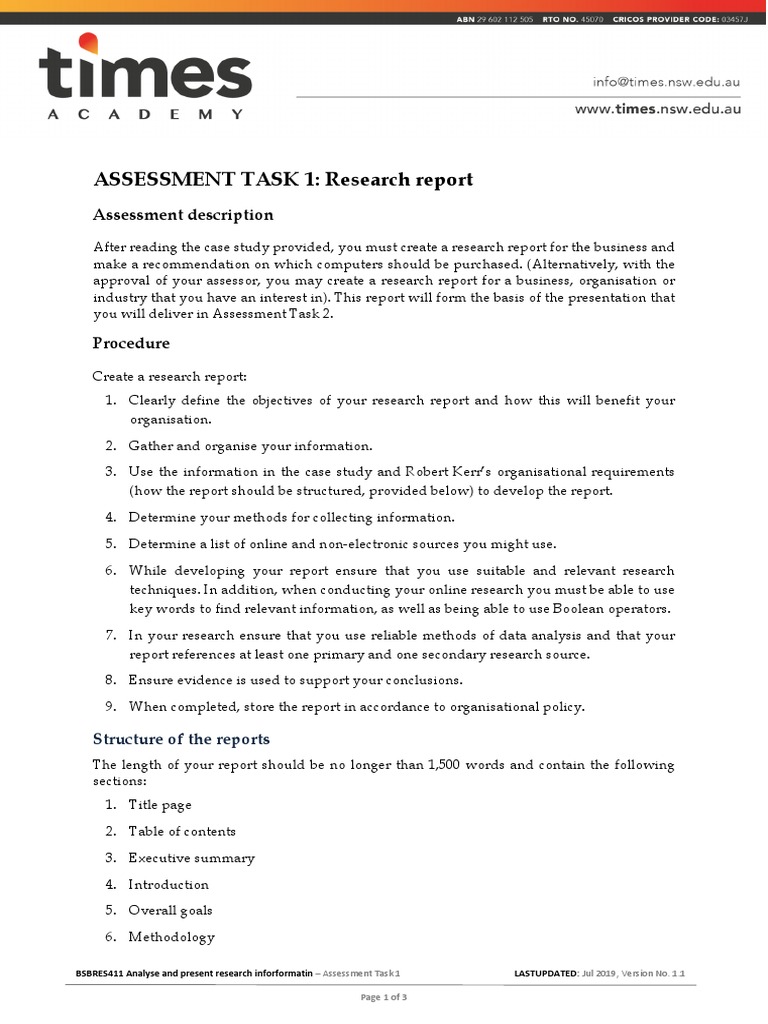 BSBRES411 Assessment Task 1 | PDF | Case Study | Data Analysis