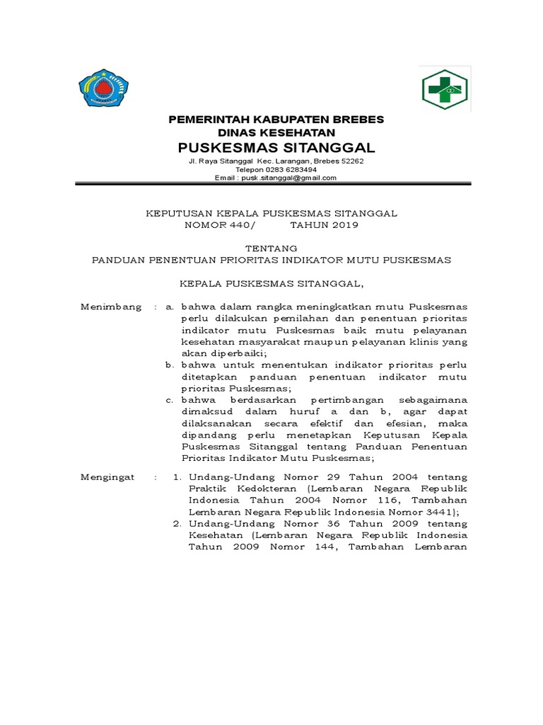 SK Cara Penentuan Prioritas Indiktor Mutu | PDF | Pengembangan Diri