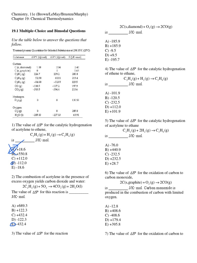 Ch19 Chemical Thermodynamics | PDF | Entropy | Enthalpy