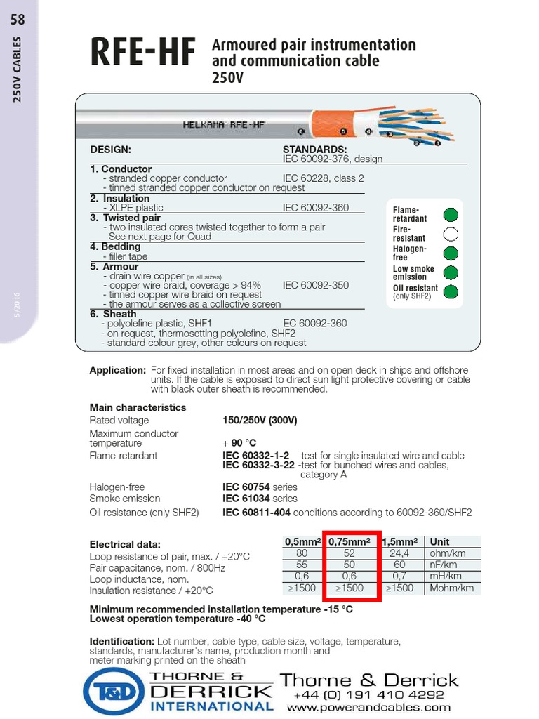 RFE HF Instrumentation Cables 2x2x0,75 | PDF | Wire | Building Engineering