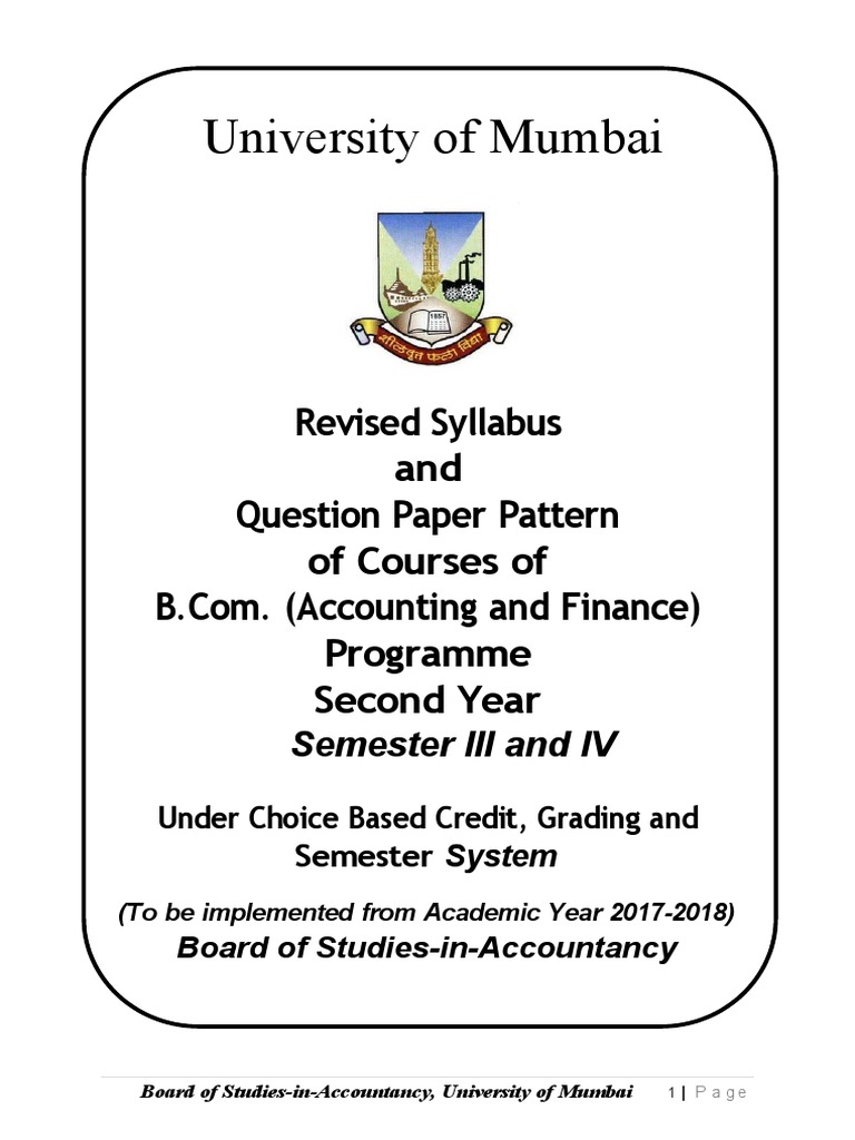 University of Mumbai: Revised Syllabus and Question Paper Pattern of ...