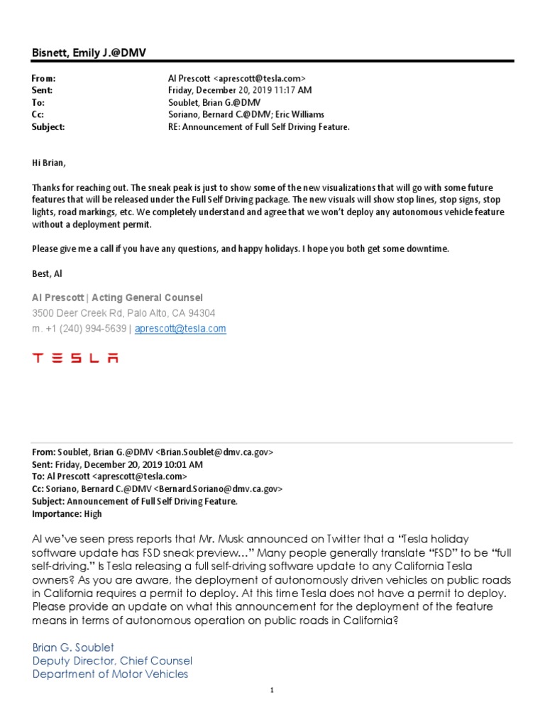 Tesla and DMV Communications | PDF