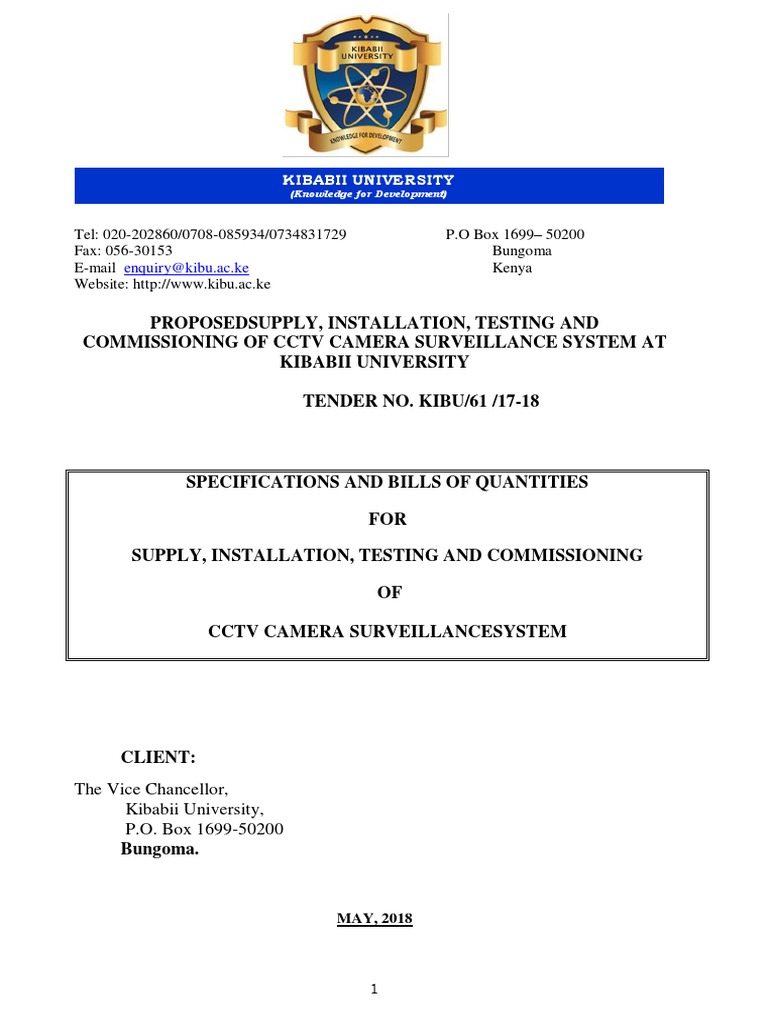 CCTV Installation Tender at Kibabii University | PDF | Legal Tender ...