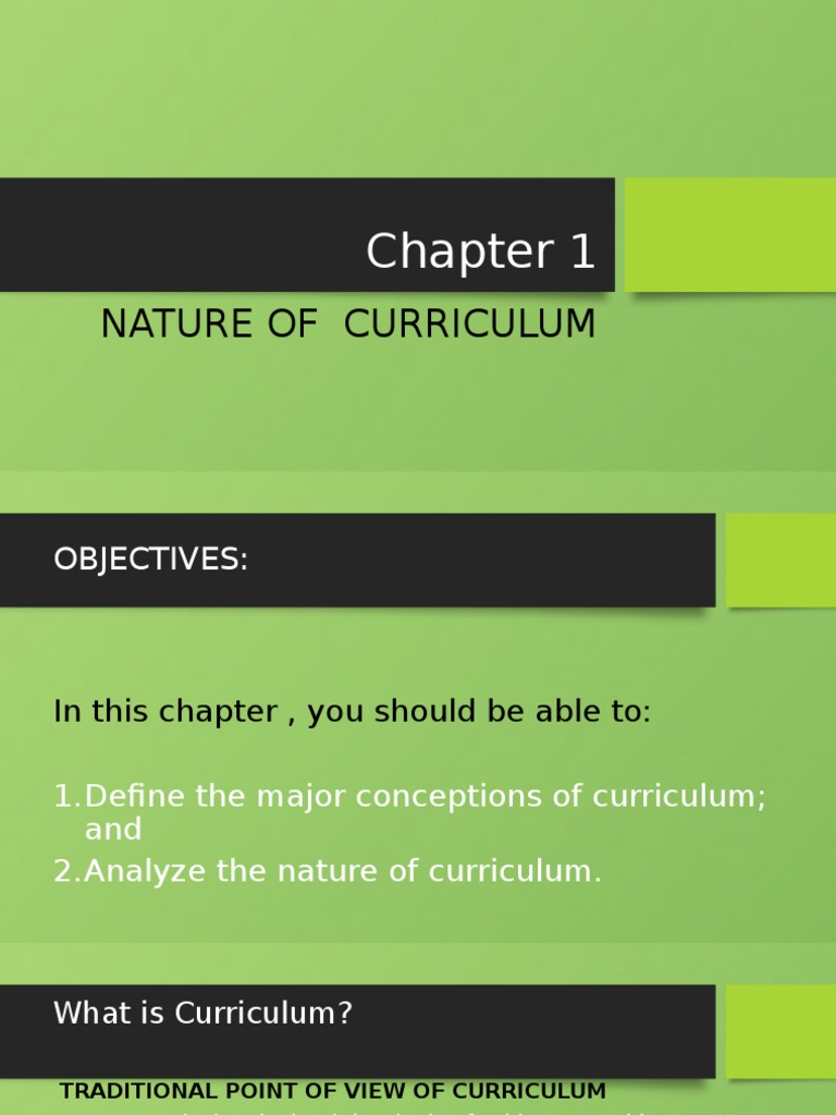 Chapter 1 - Nature of Curriculum | PDF | Curriculum | Learning