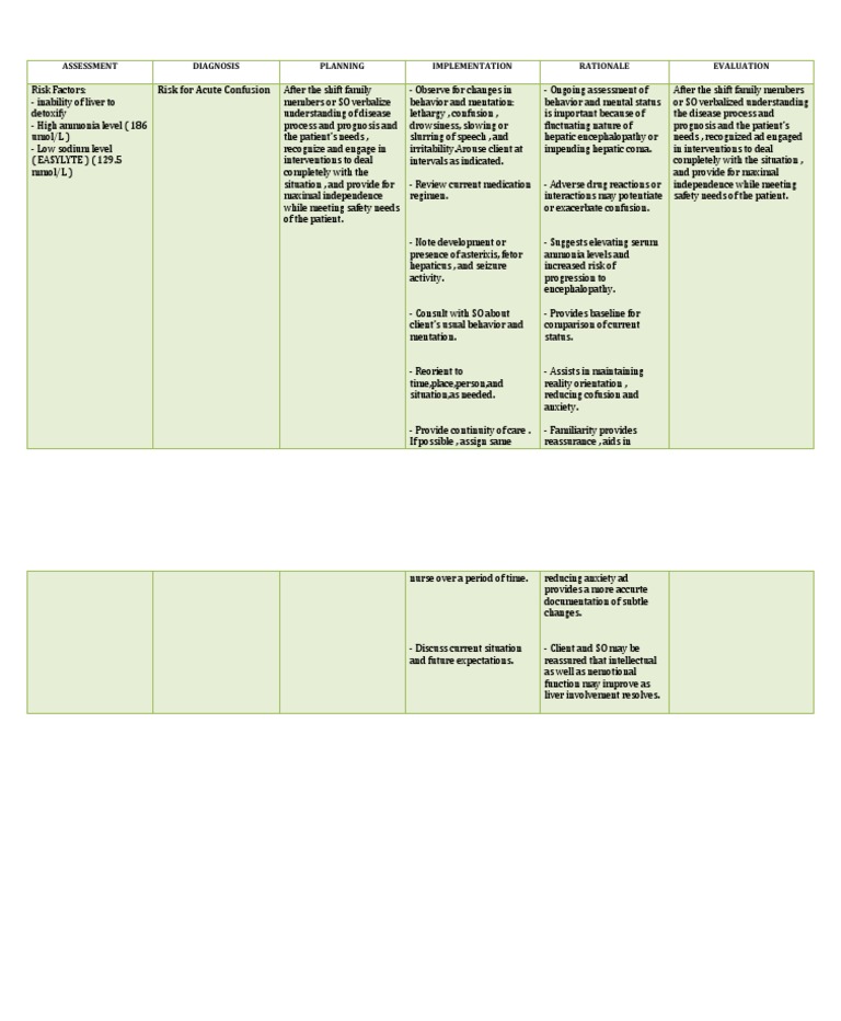 Risk For Acute Confusion | PDF | Nervous System | Psychiatry