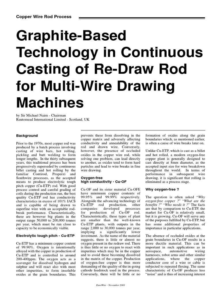 Redraw Rod For Multiwire Drawing | PDF | Graphite | Wire