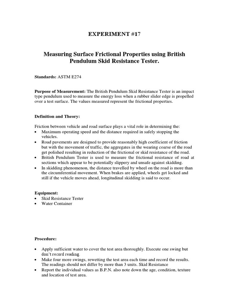 Experiment #17: Standards: ASTM E274 | PDF