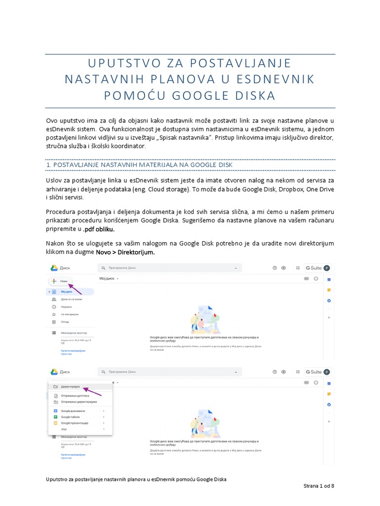 Uputstvo Za Postavljanje Nastavnih Planova U Esdnevnik Pomoću Google ...