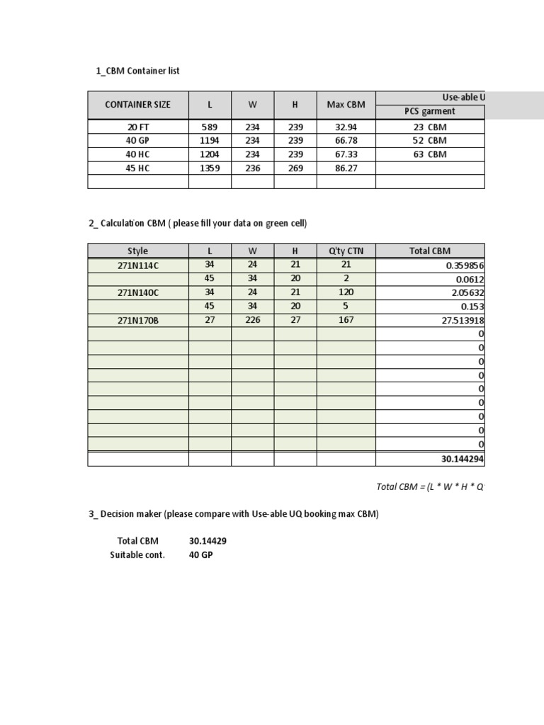 CBM Calculation | PDF | Computing | Computing And Information Technology