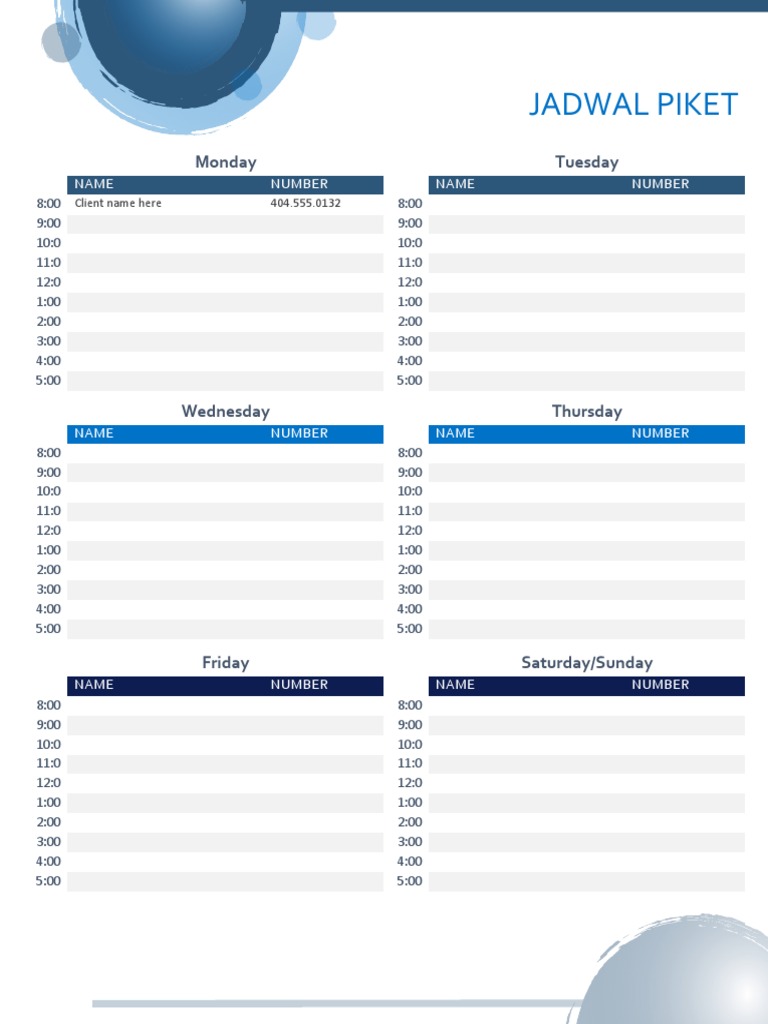 Jadwal Piket Ms Word | PDF | Sports