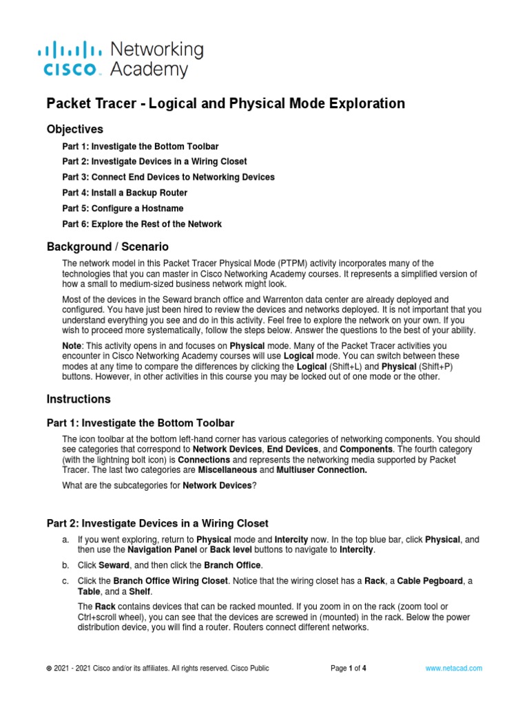 1.0.5 Packet Tracer Logical and Physical Mode Exploration | PDF | Usb | Computer Network