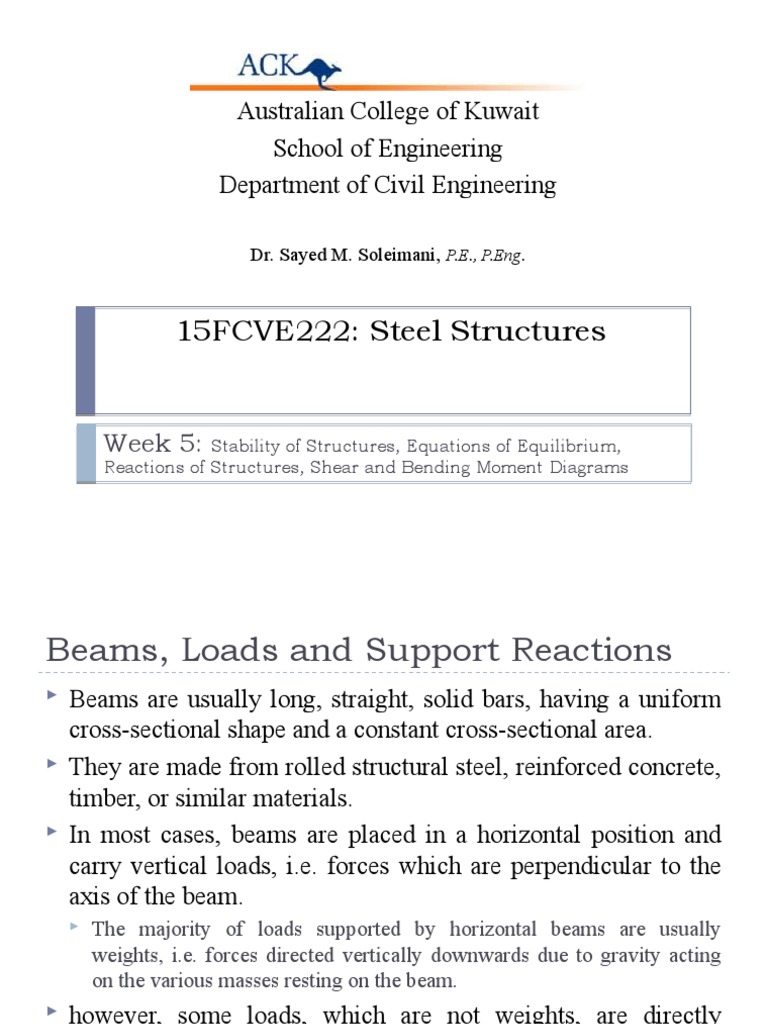 Lecture - Week 5 - Stability of Structures - Equilibrium - Shear ...